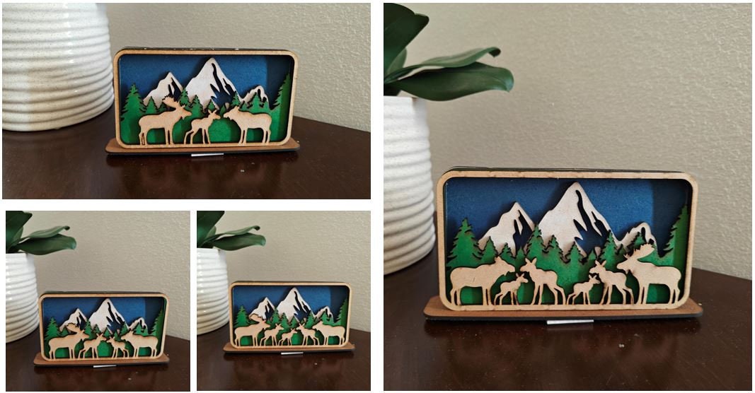 Multi Layered Wood Art- Family of Bears, Foxes or Mooses With Trees ...