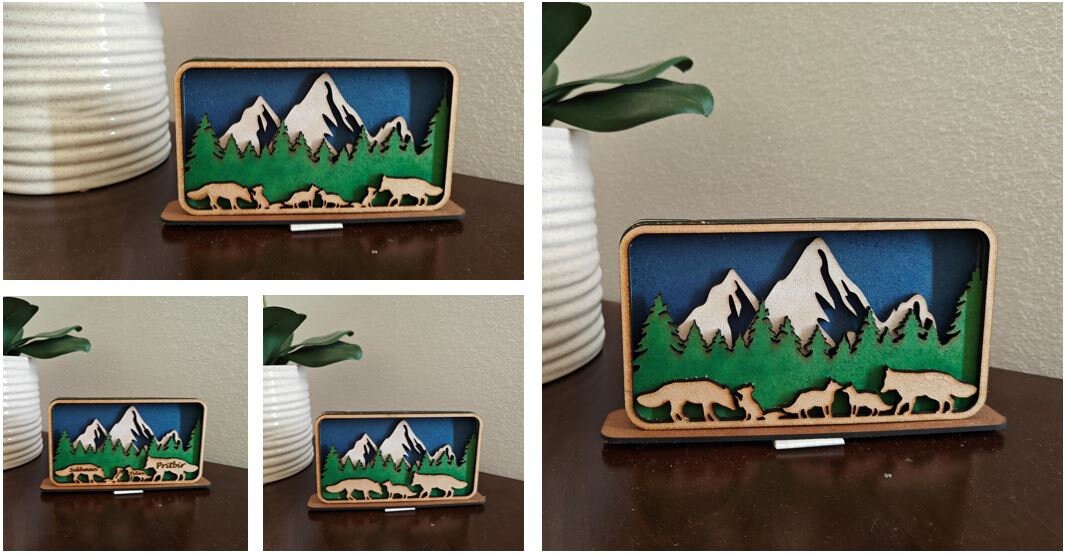 Multi Layered Wood Art- Family of Bears, Foxes or Mooses With Trees ...