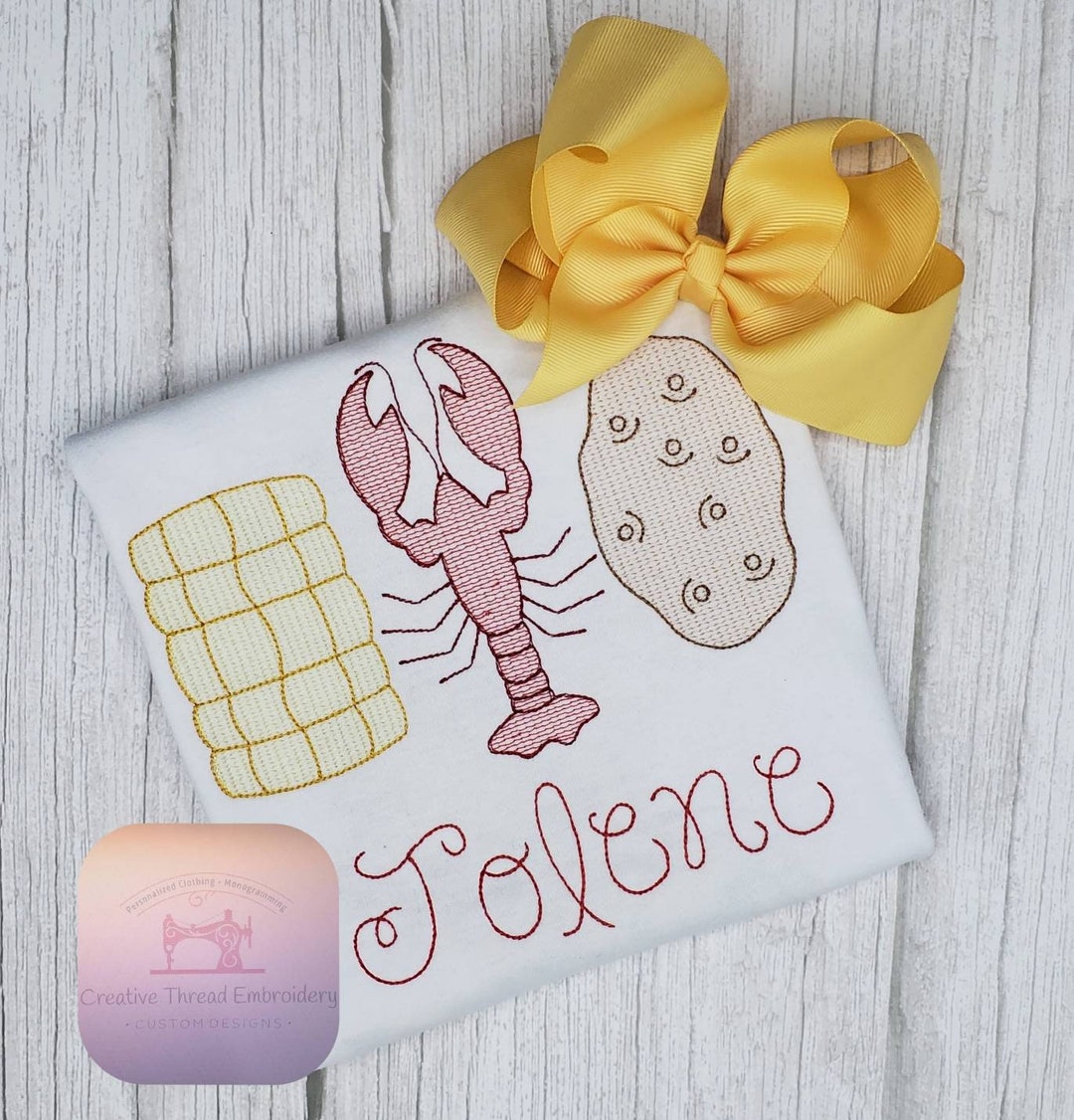 Embroidered Cute Crawfish Boil Shirt Long or Short Sleeve Baby Onesie ...