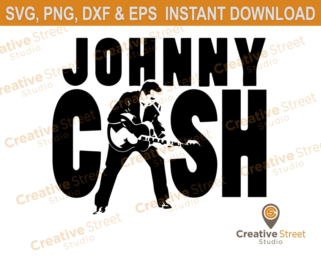 Johnny Cash Svg And Png Clipart Instant Download Etsy