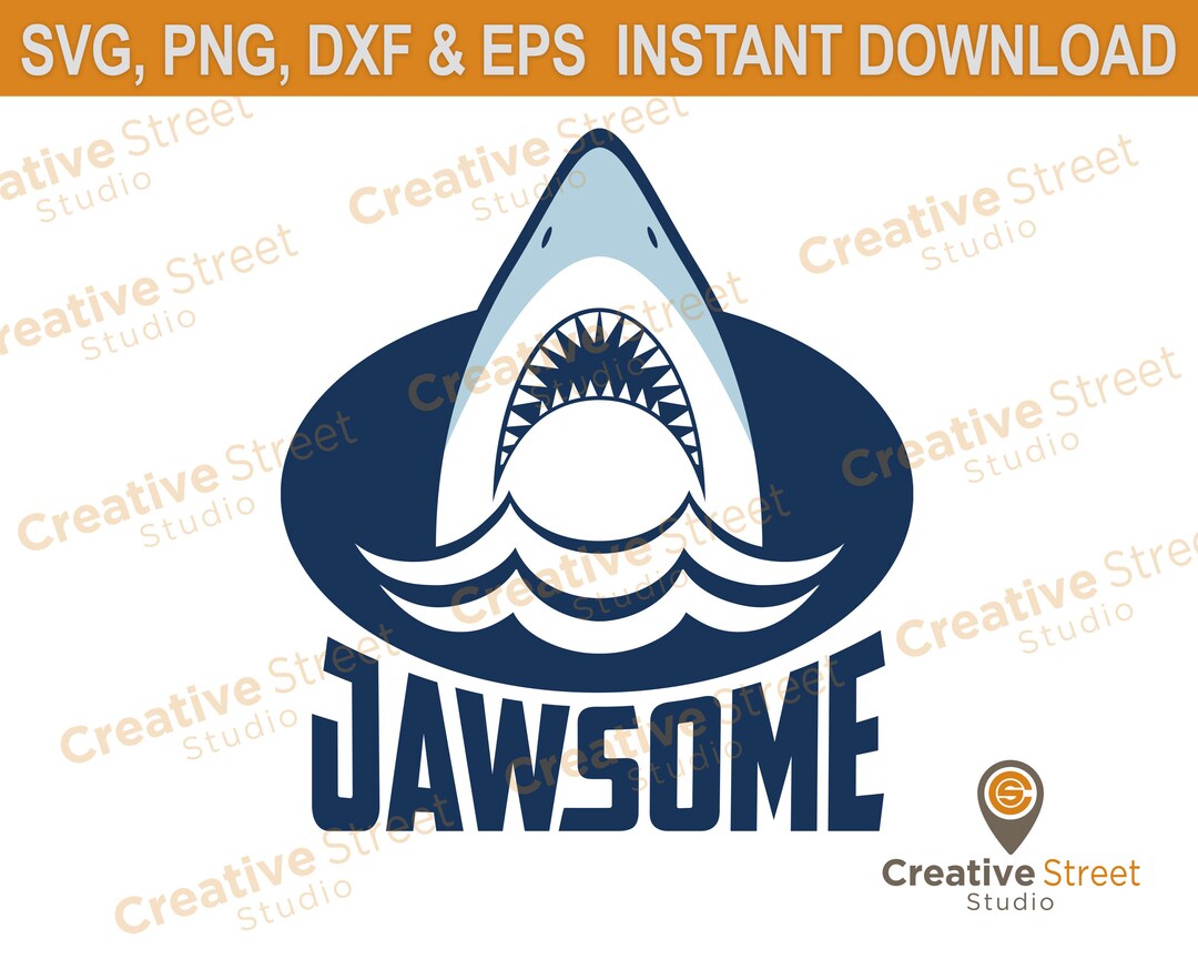 Cool Kids Shark, Jawsome (2-color) SVG & PNG Clipart ***instant ...