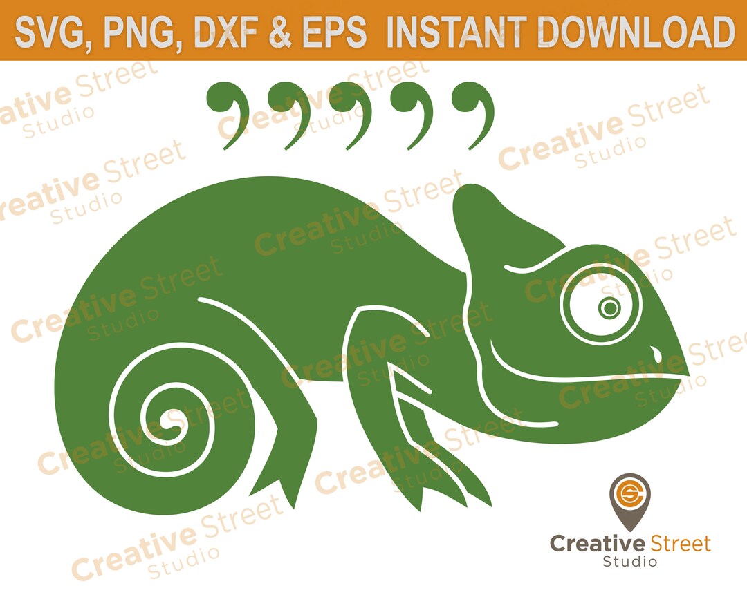 Comma Chameleon SVG & PNG Clipart ***instant Download*** - Etsy