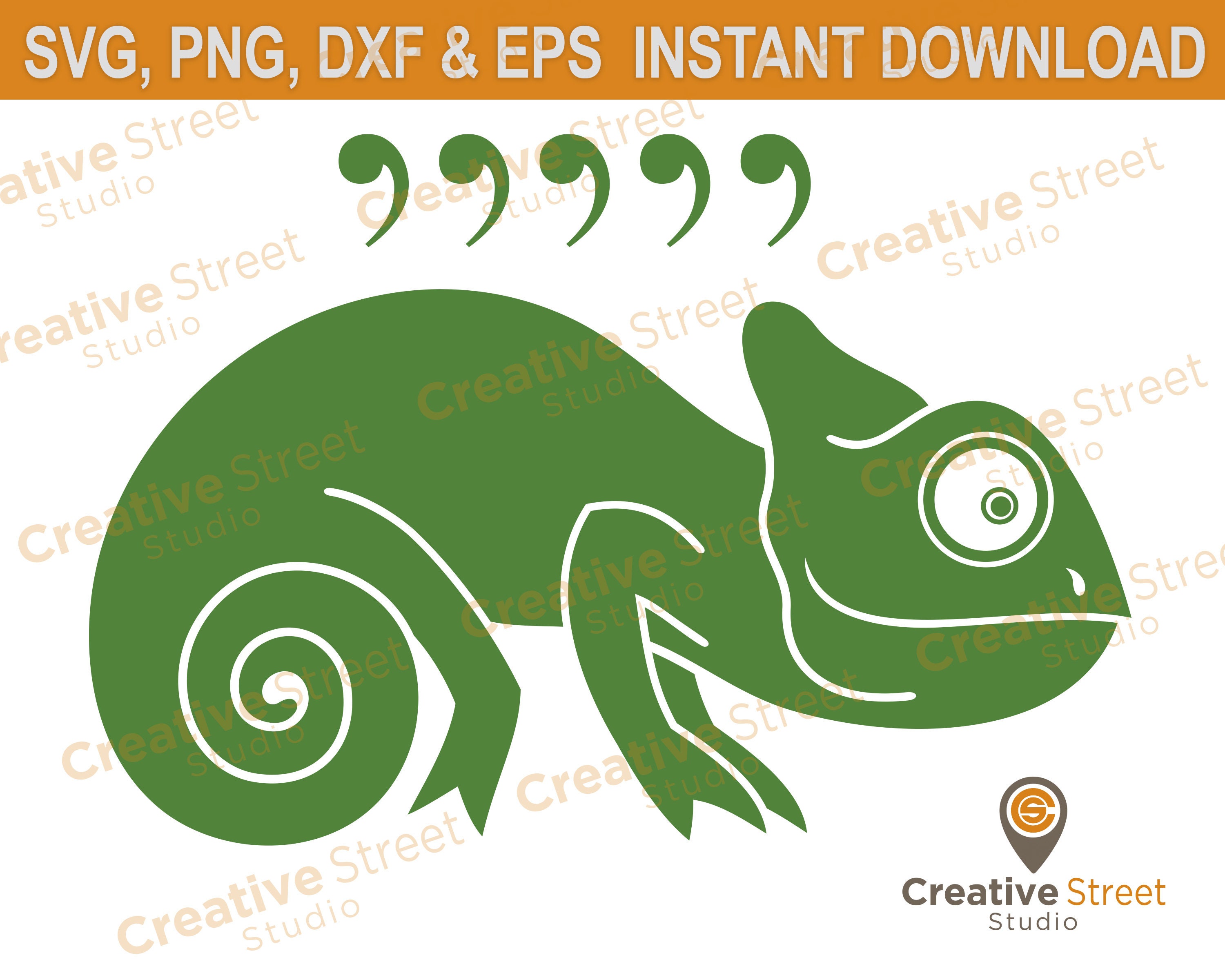 Comma Chameleon SVG & PNG Clipart ***instant Download*** - Etsy