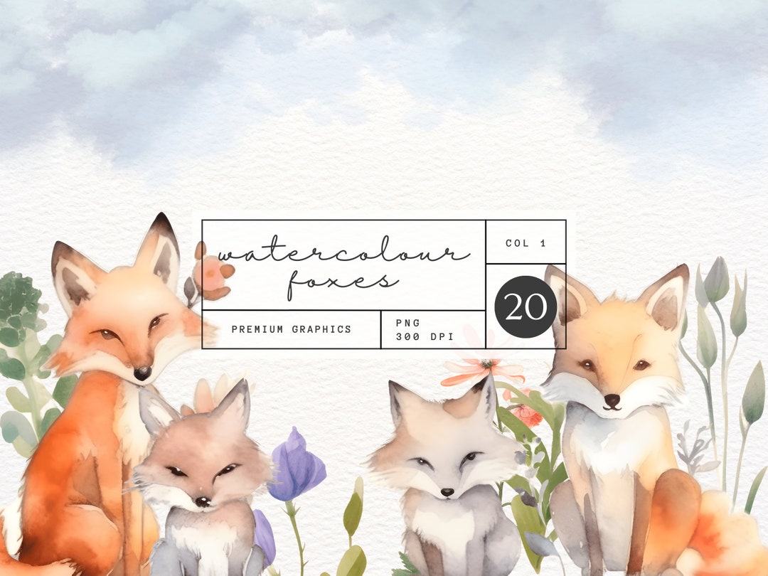 Watercolour Foxes Clipart Set, 20 Premium Cute Fox Graphics, High ...