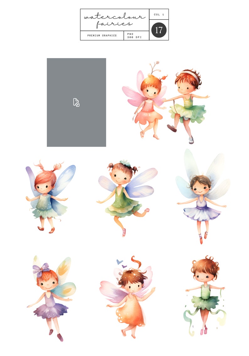Watercolour Fairies Clip Art Set Cute Magical Fairy Graphics, Whimsical Commercial Use Digital ...