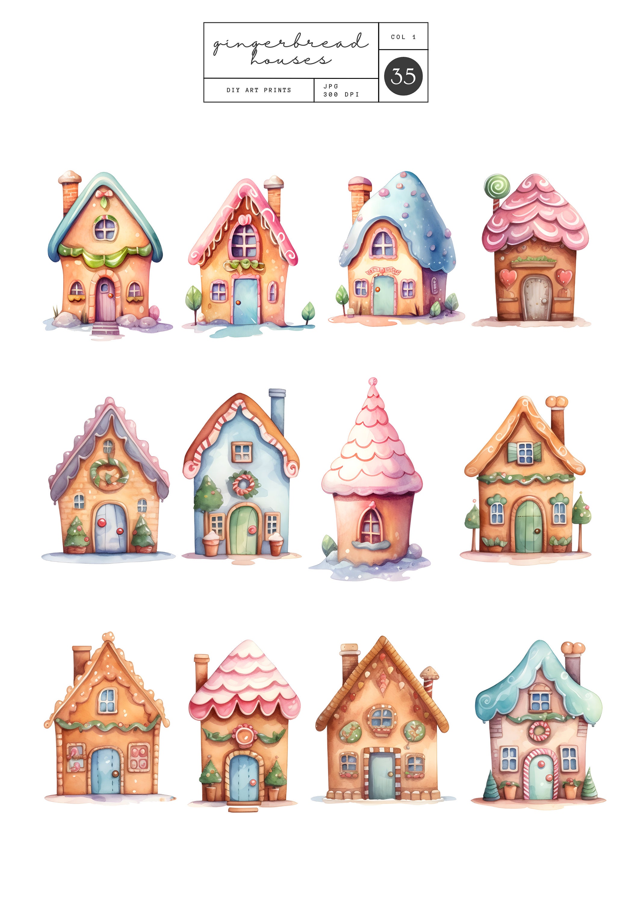 Cute Gingerbread Houses Clip Art Set 35 Premium Illustrations for ...