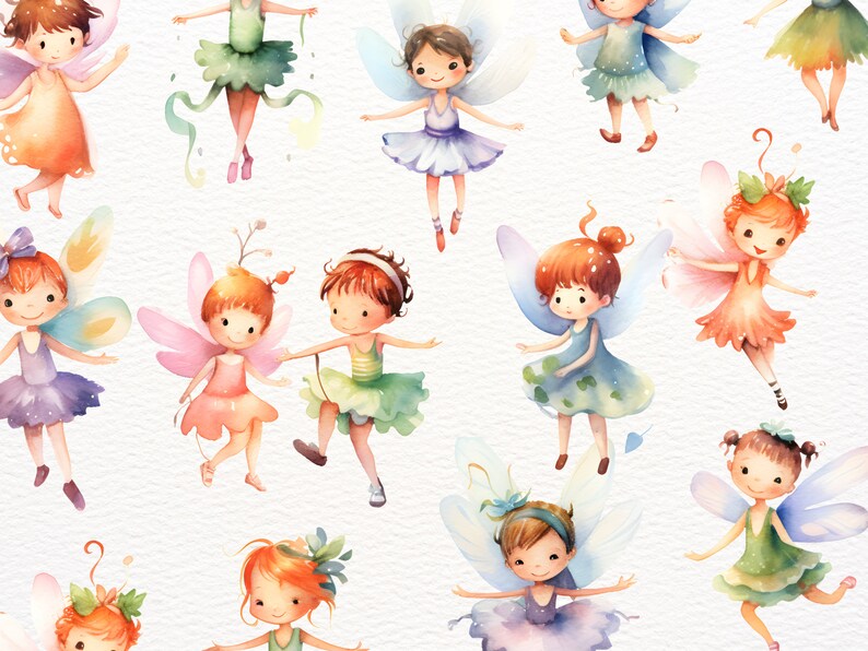Watercolour Fairies Clip Art Set - Cute Magical Fairy Graphics ...