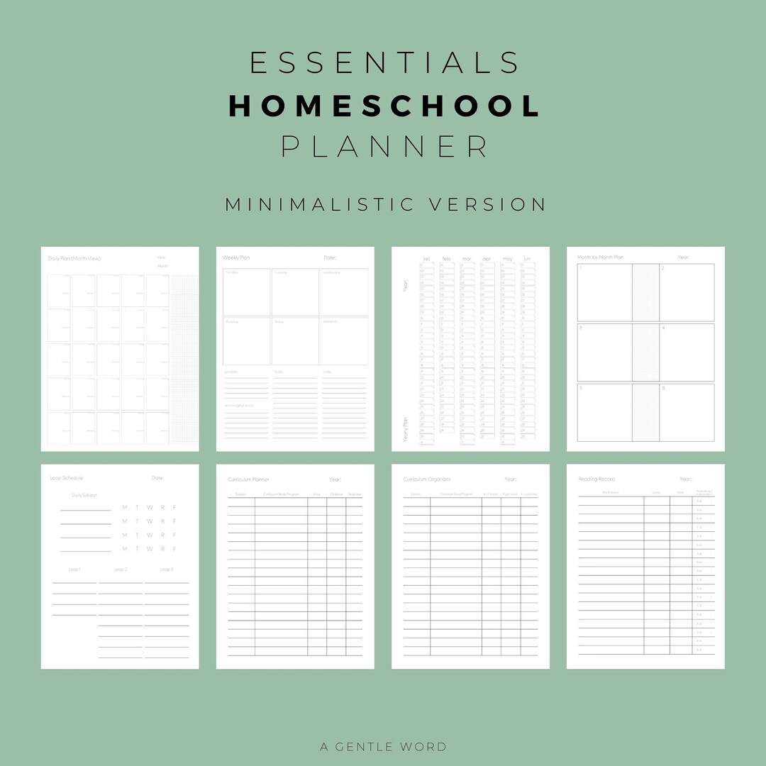 Essentials Homeschool Planner Minimalist Planner Printable Homeschool ...