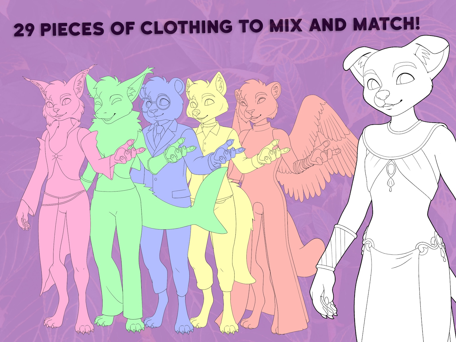 13 Species Furry Reference Sheet Base Kit .psd File - Etsy