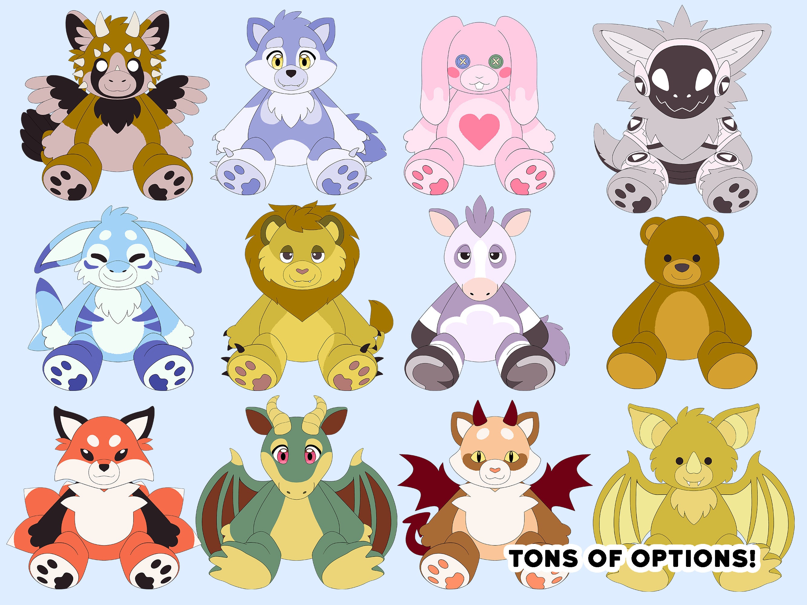 Plushie Furry Lineart Base MEGA PACK for Ychs and Adoptables [.psd File ...
