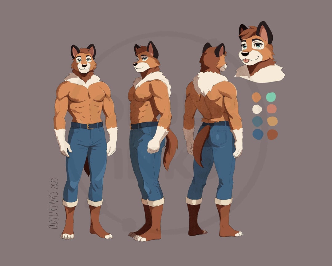 UNIQUE Retro Furry Character Adoptable muscular Dog - Etsy
