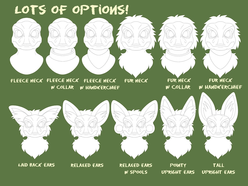 Dinosaur/ Dino Mask Reference Sheet Lineart Base [.psd File] - Etsy