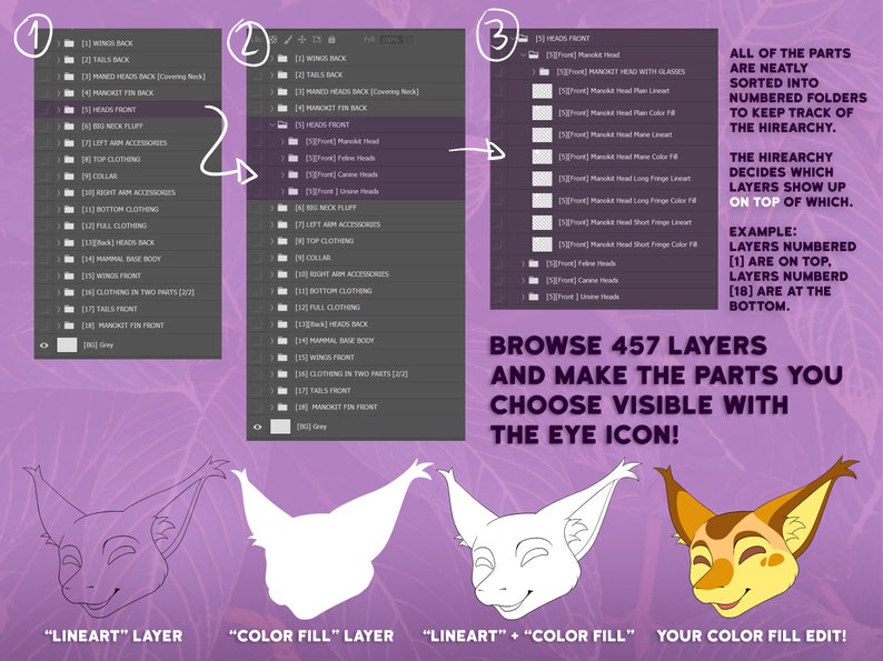 13 Species Furry Reference Sheet Base Kit .psd File - Etsy