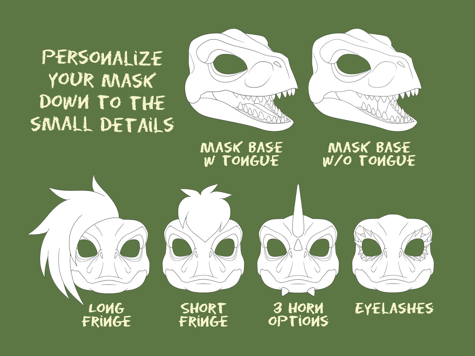 Dinosaur/ Dino Mask Reference Sheet Lineart Base [.psd File] - Etsy