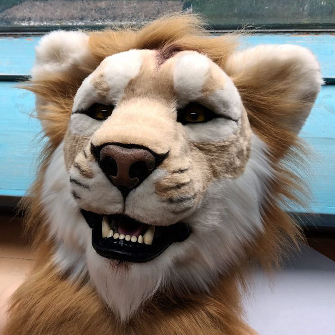 Premade Realistic Lion Fursuit Head One Of A Kind And Ready To Ship Etsy
