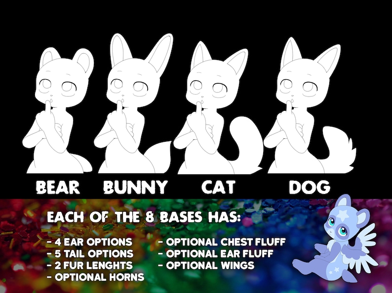 4 Species Kemono / Chibi Furry Telegram Sticker Base Kit - Etsy