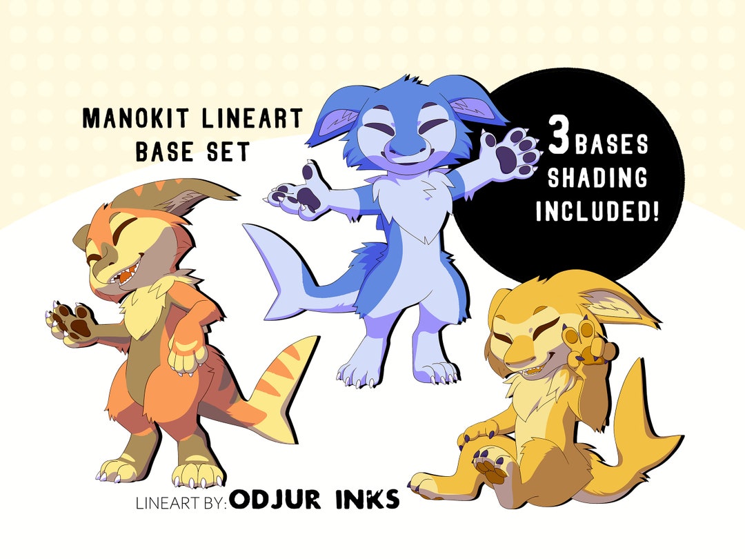 Chibi Manokit Furry Lineart Base SET OF 3 [shading Included!] - Etsy
