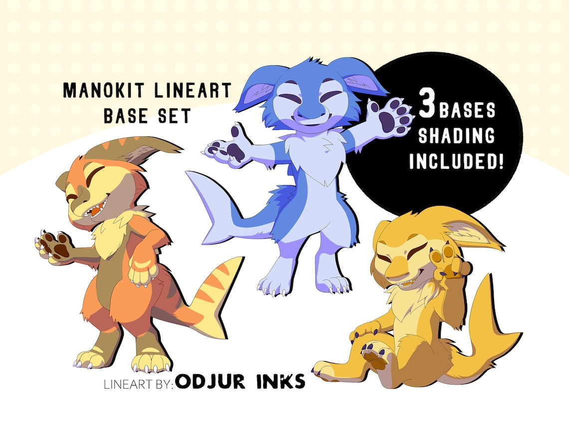 Chibi Manokit Furry Lineart Base SET OF 3 [shading Included!] - Etsy