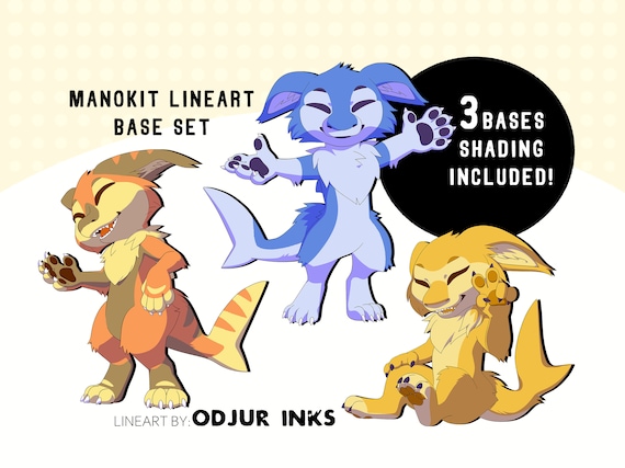Chibi Manokit Furry Lineart Base Set Of 3 Shading Included Etsy