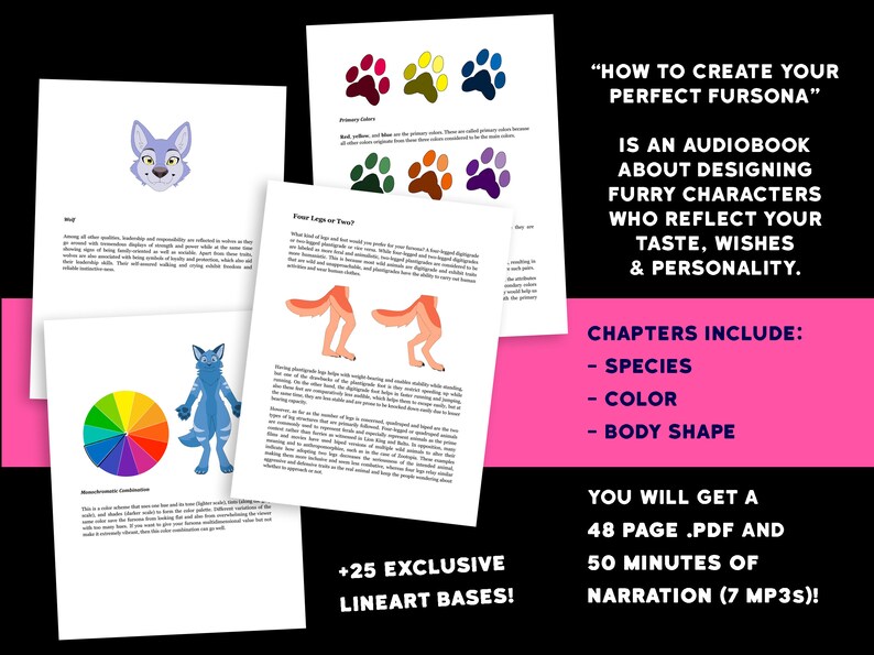 How to Create Your Perfect Fursona furry Audiobook Lineart - Etsy