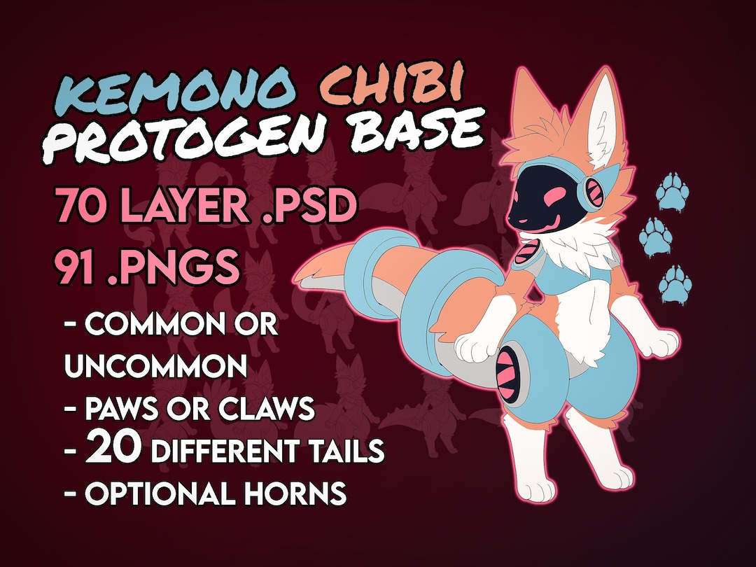 Kemono Chibi Protogen Lineart Base Kit [.PSD and .PNG Files] - Etsy
