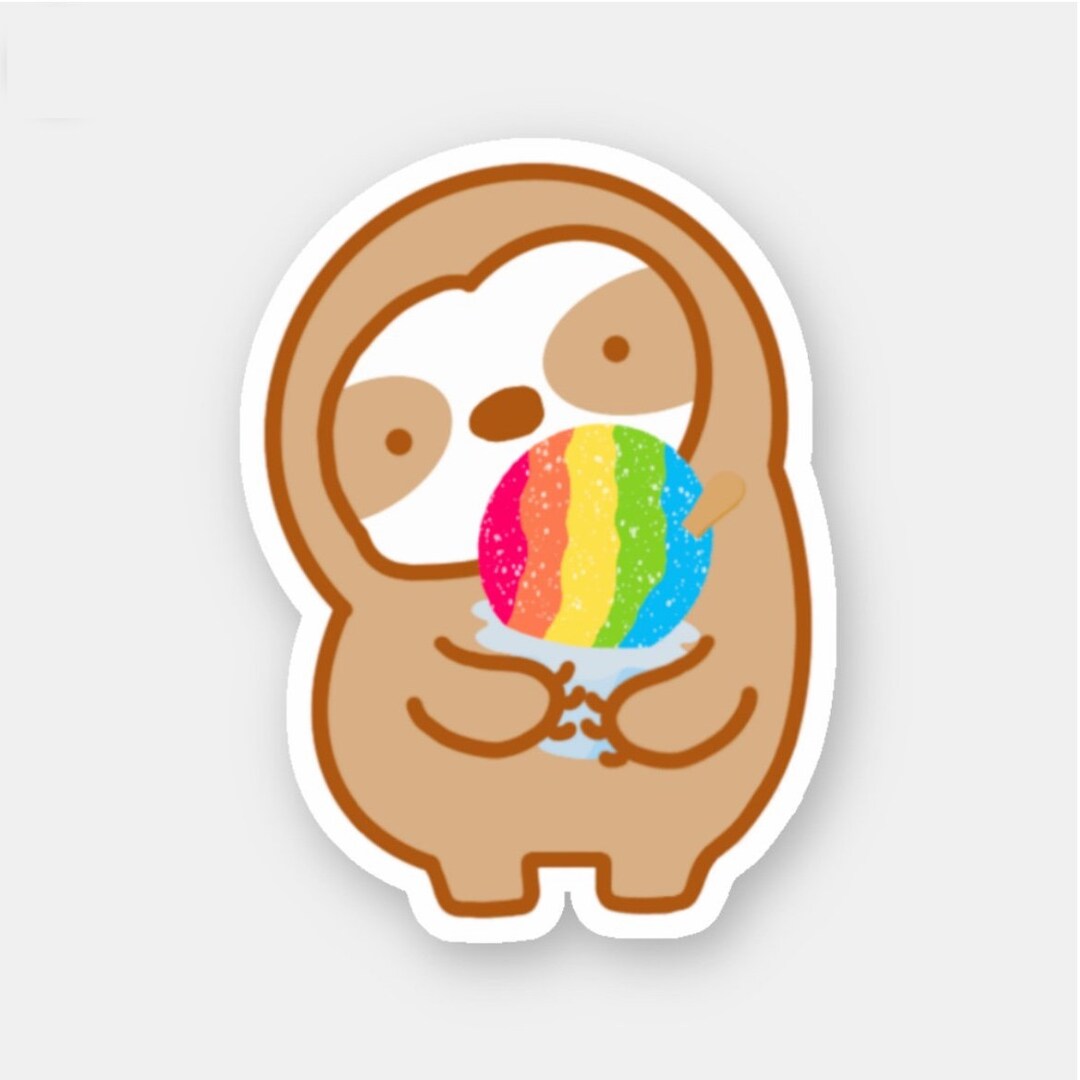 Cute Shave Ice Sloth Vinyl Sticker | Kawaii Hawaiian Food Sticker ...