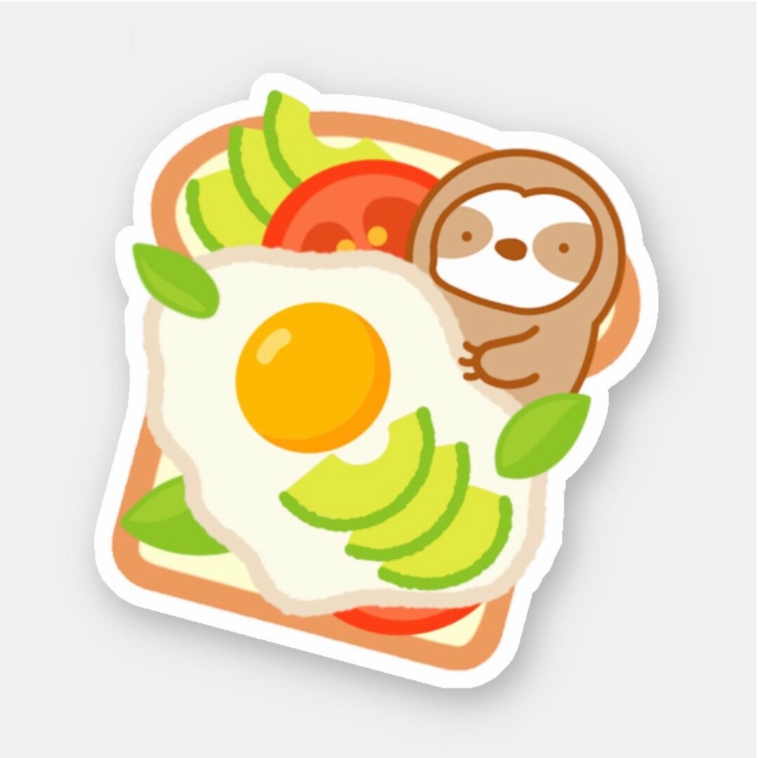 Cute Avocado Toast Brunch Sloth Vinyl Sticker | Kawaii Sticker for ...