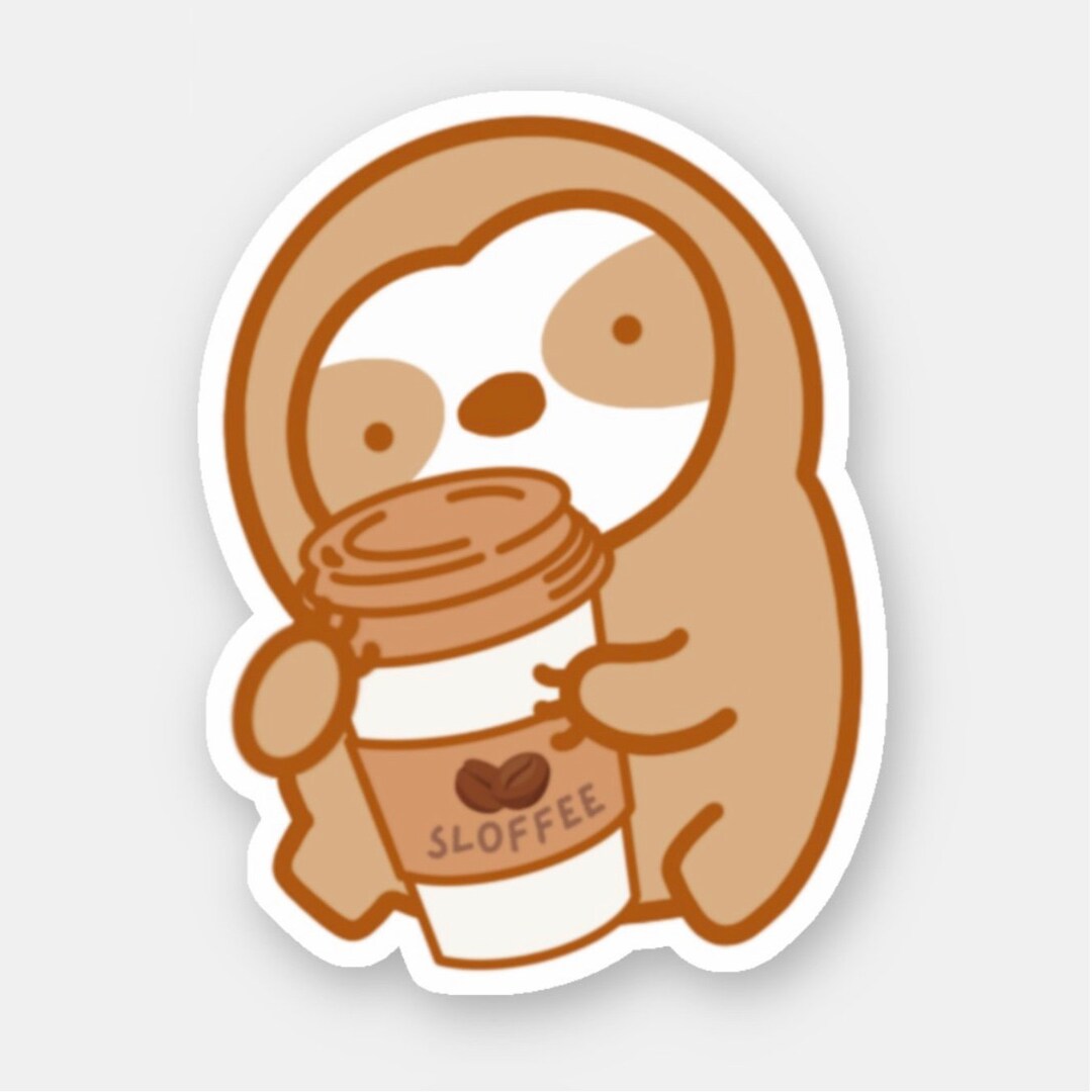 Cute Sloffee Coffee Cup Sloth Vinyl Sticker | Kawaii Sticker for Sloth ...