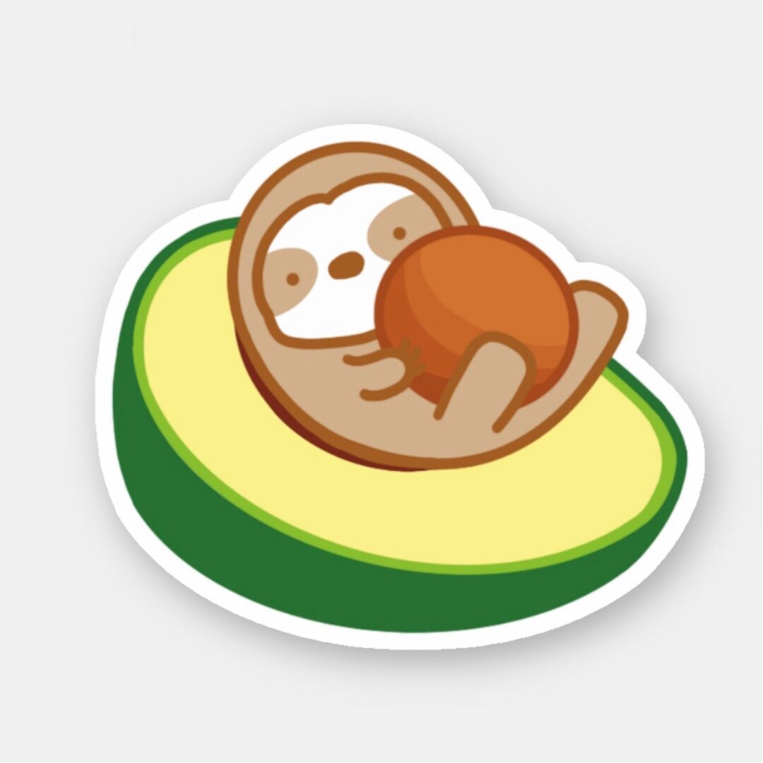 Cute Avocado Sloth Vinyl Sticker | Kawaii Sticker for Avocado Lovers ...