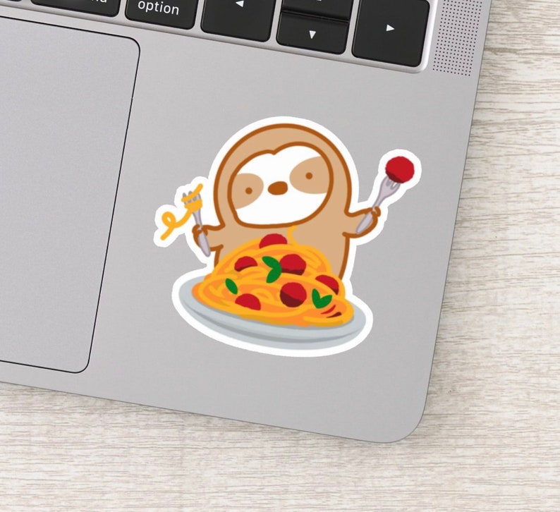 Cute Spaghetti Pasta Sloth Vinyl Sticker | Kawaii Sticker for Sloth ...