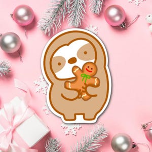 Cute Sloth Vinyl Sticker Set Kawaii Sticker for Sloth Lover Christmas ...