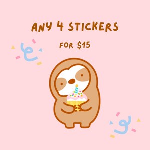 Cute Sloth Vinyl Sticker Set Kawaii Sticker for Sloth Lover Christmas ...