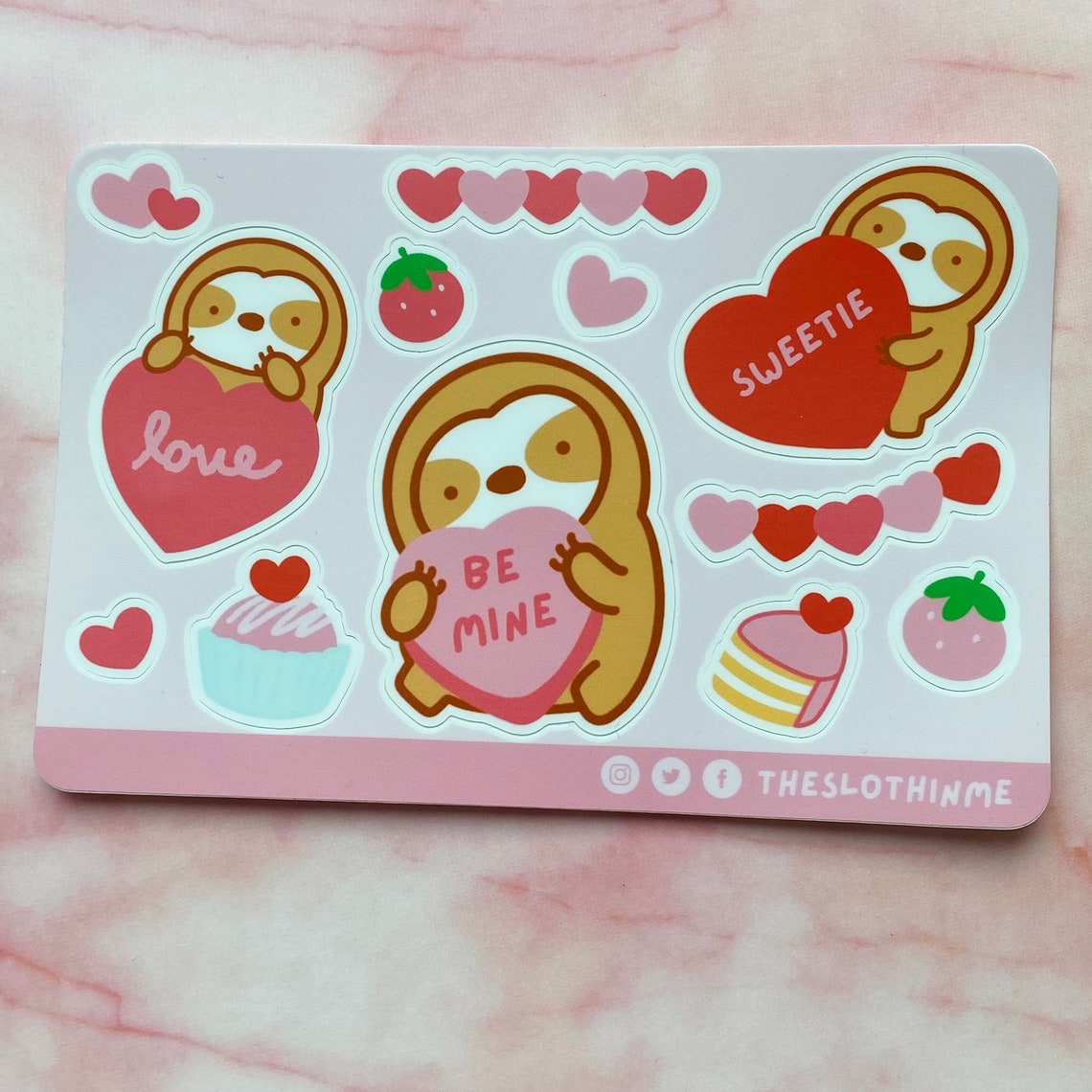 Cute Sweetheart Sloth Sticker Sheet | Kawaii Valentine Sticker Sheet ...