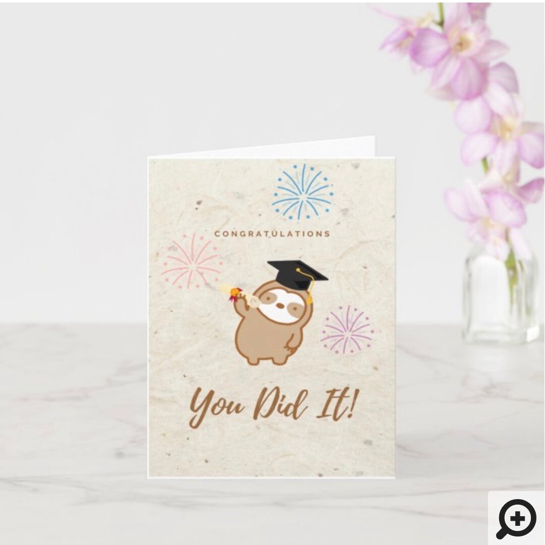 Cute Sloth Graduation Card | Kawaii Graduation Gift for Sister Brother ...