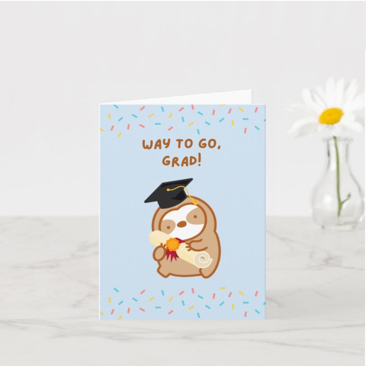 Custom Printable Graduation Sloth Card, Sloth Grad Card Digital ...