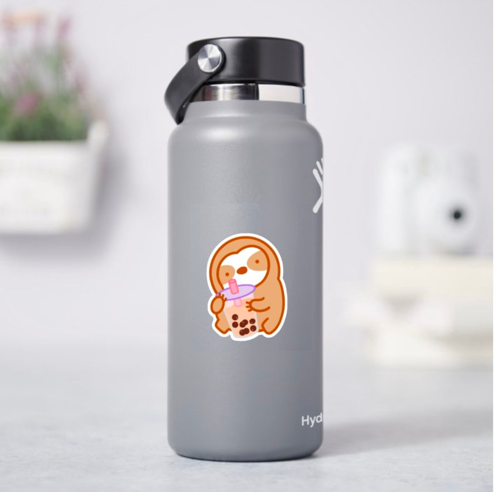 Cute Boba Sloth Vinyl Sticker | Kawaii Bubble Tea Sloth Sticker | Pearl ...