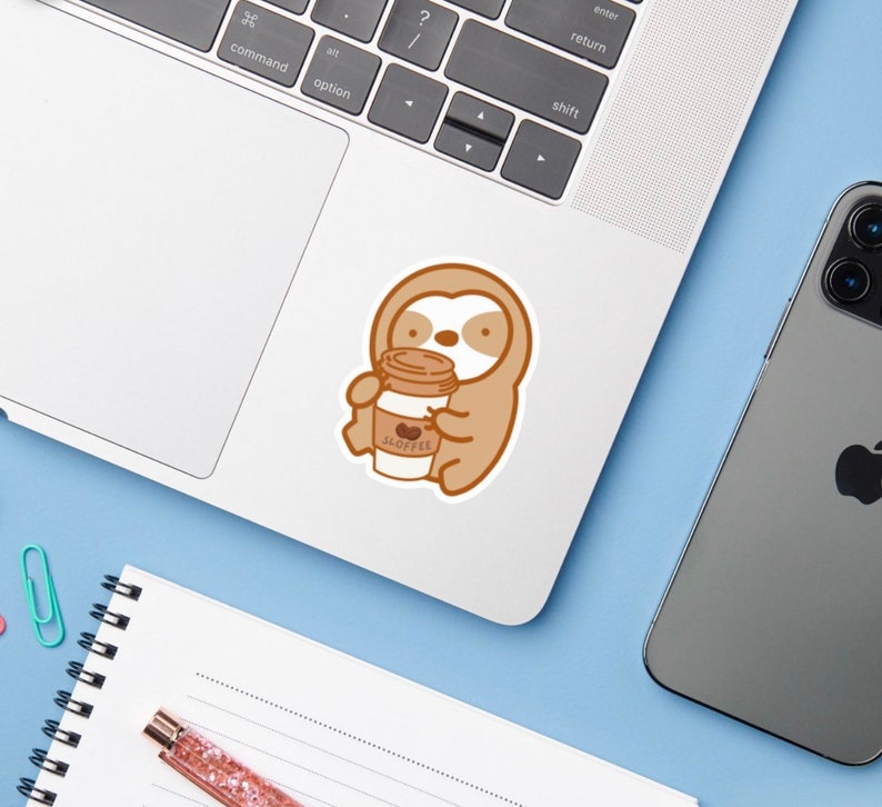 Cute Sloffee Matcha Latte Sloth Vinyl Sticker | Kawaii Sticker for ...