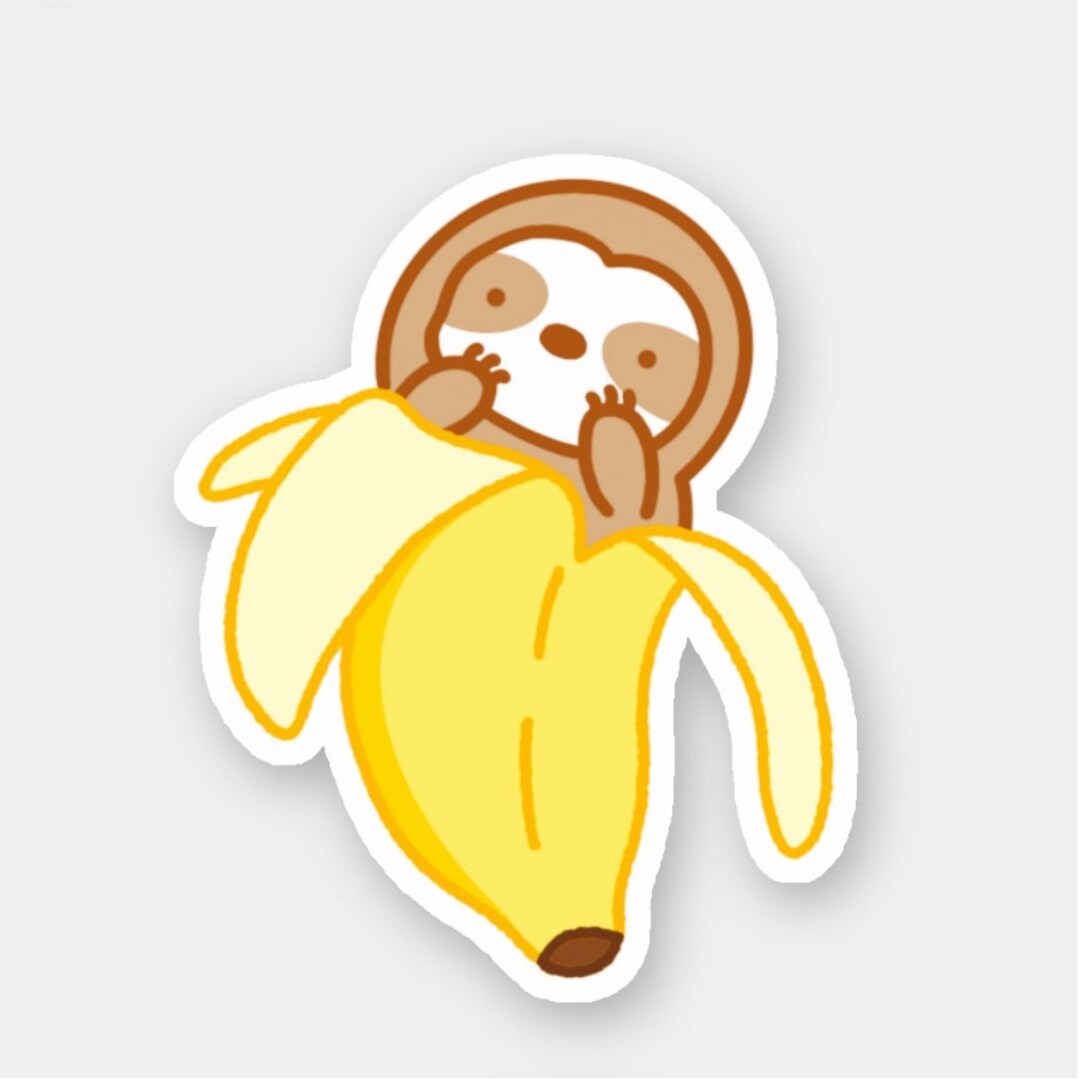 Cute Banana Sloth Vinyl Sticker Kawaii Sticker for Sloth Lovers Go ...
