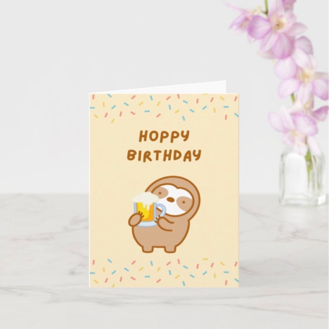 Cute Beer Sloth Birthday Card Kawaii Birthday Card for Beer Lovers ...