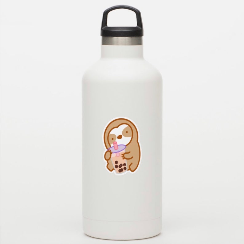 Cute Boba Sloth Vinyl Sticker Kawaii Bubble Tea Sloth - Etsy