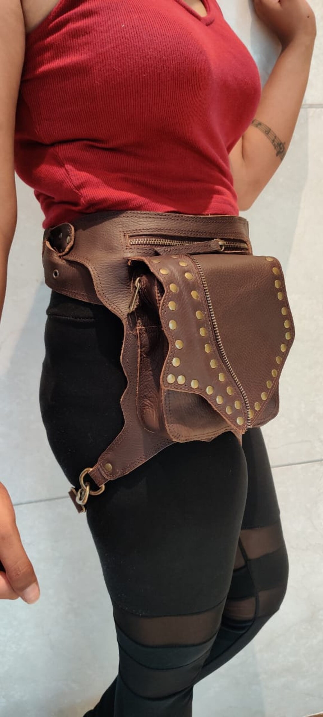 Leather Handmade Belt Pouch Hip Bag Bum Bag Travel Bag Adjustable Bag ...