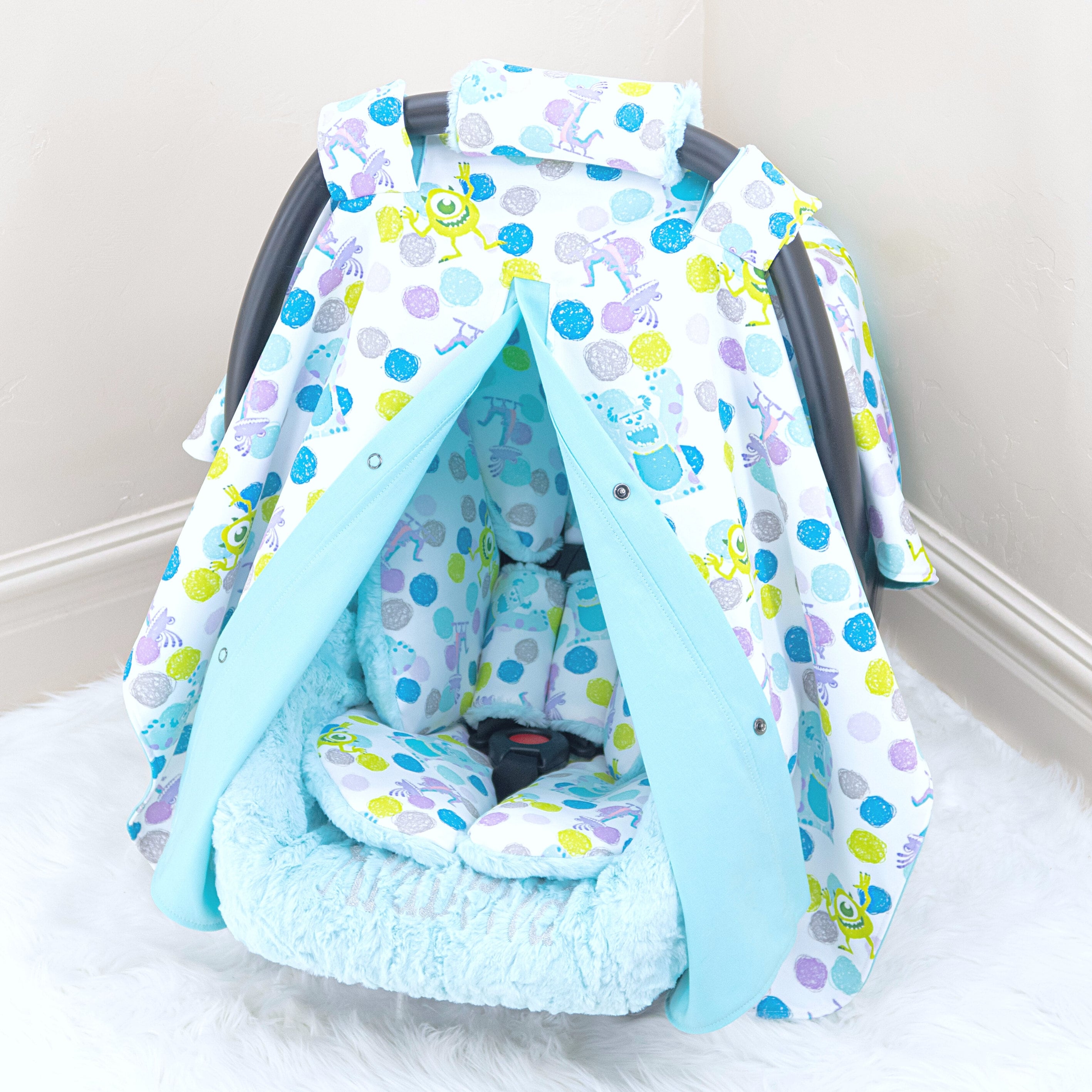 Monsters Inc Baby Boy Car Seat Accessories Bundle Set Personalized ...