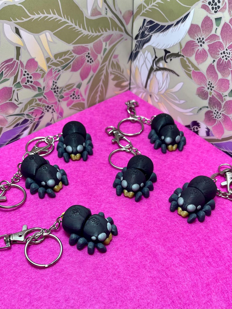 Black Spider Keychain 3D Printed Keychain Spider Accessory Bag Charm ...