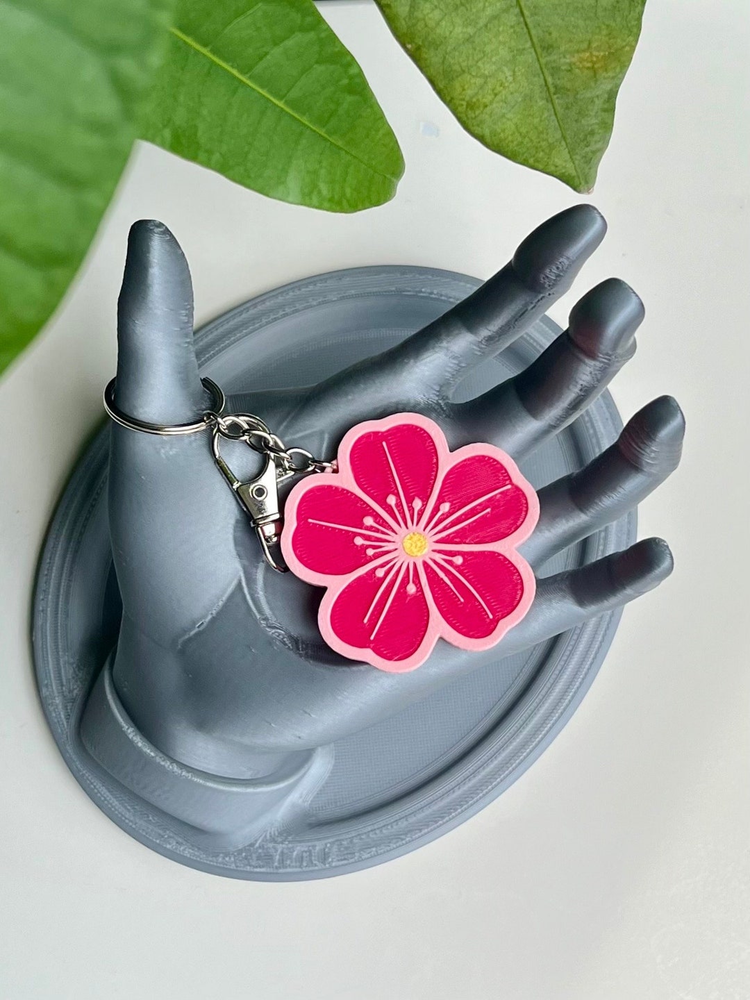 Cherry Blossom Keychain - 3D Printed Sakura Style Pink Cherry Blossom ...