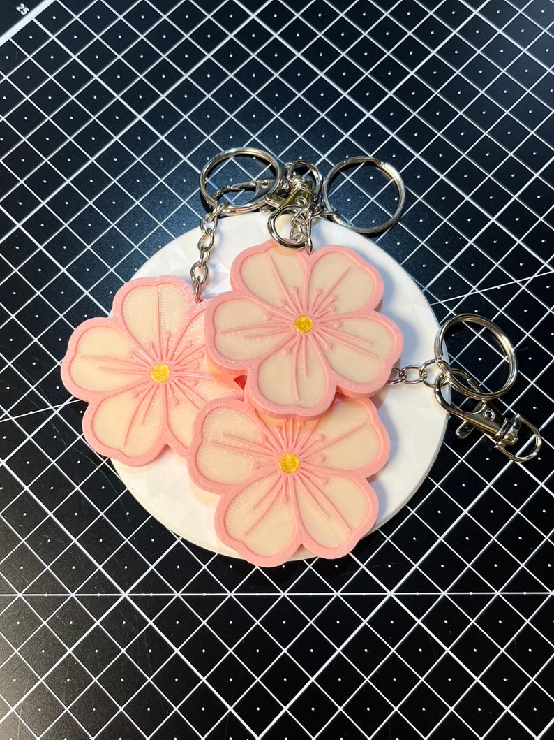 3D Printed Cherry Blossom Keychain Sakura Style Pink Cherry Blossom Bag ...