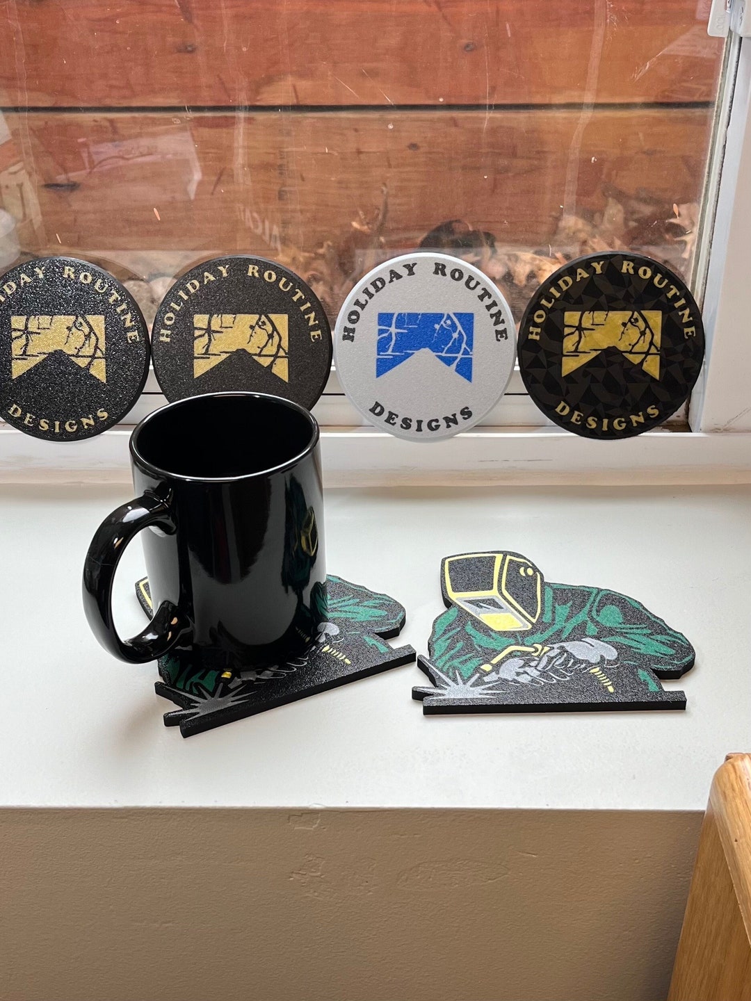 MIG Welder Drink Coaster2, Green, Red, Blue, Welding Art, Weld Jacket ...