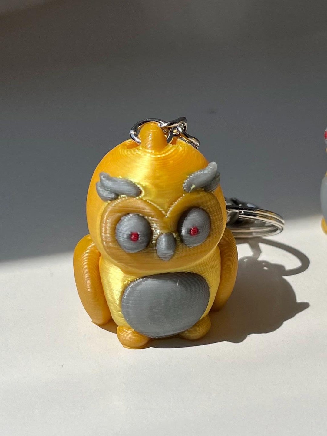 Golden Owl Fidget Keychain 3D Printed Bird Keychain Accessory Bag Charm ...