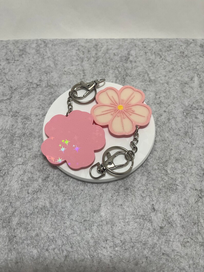 3D Printed Cherry Blossom Keychain Sakura Style Pink Cherry Blossom Bag ...