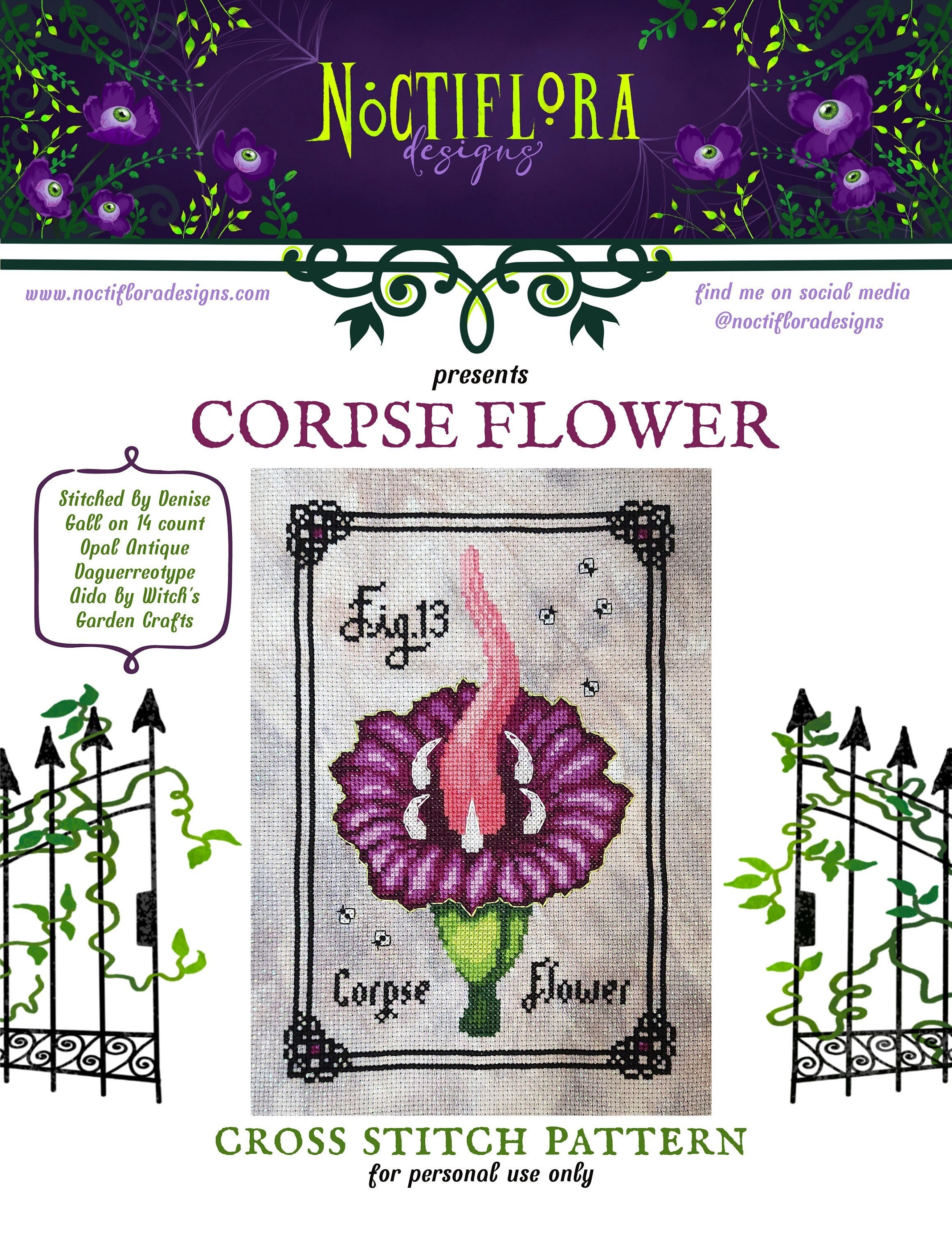 Corpse Flower Cross Stitch Pattern, Digital Downloadable PDF Design ...