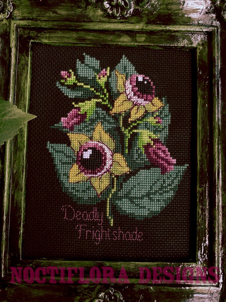 Deadly Frightshade Cross Stitch Pattern, Deadly Nightshade Embroidery ...